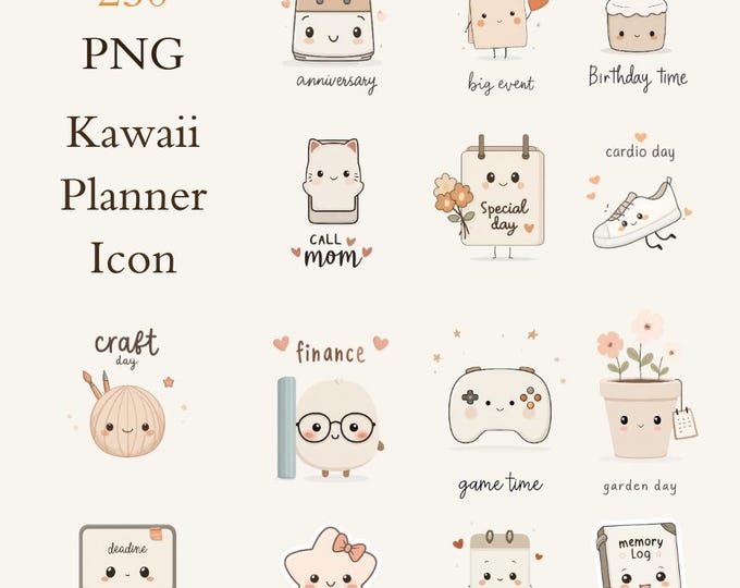 Premium Vector Clipart - Kawaii Planning Clipart - Kawaii Planner Clip ...