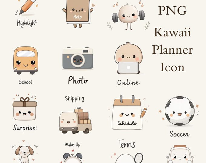 Premium Vector Clipart - Kawaii Planning Clipart - Kawaii Planner Clip ...