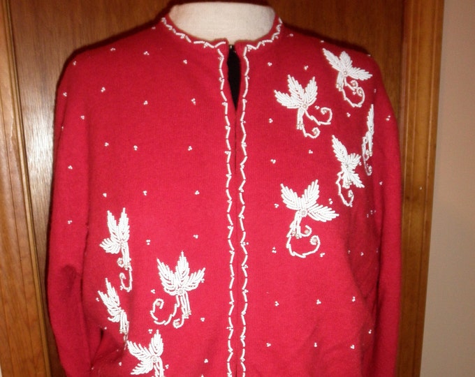 Vintage 1950's Jo Ro Miami Beach Red Angora Beaded Sweater - Etsy