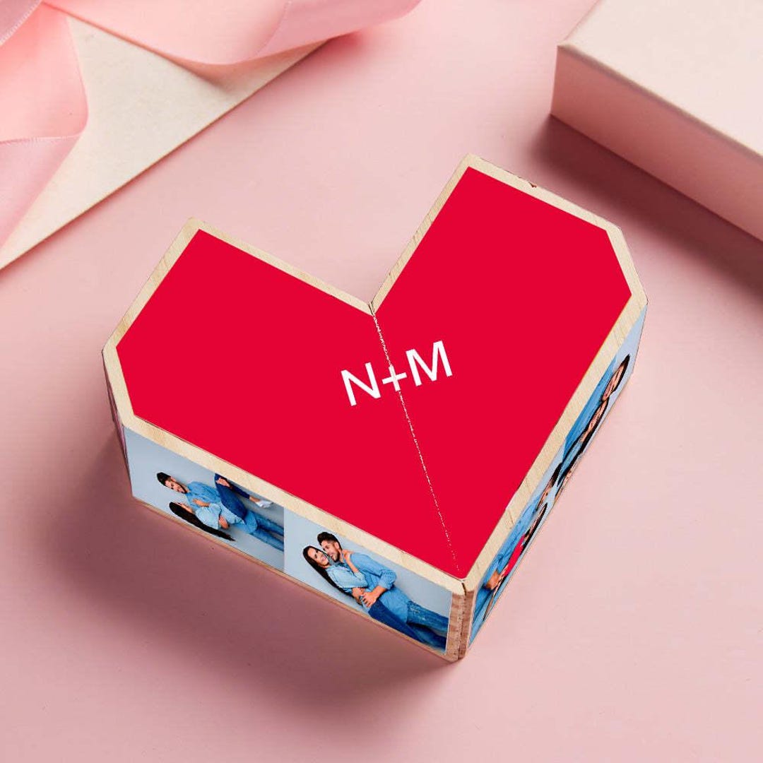Custom Magic Cube Heart Wooden Photo Cube A Perfect Home Decor Gift for ...