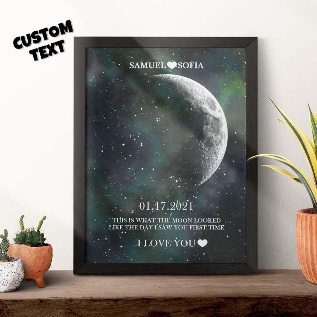 Personalised Moon Phase Print Frame: Perfect Anniversary Gifts for Her ...