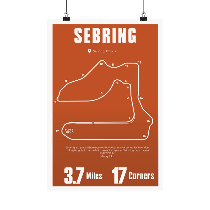 Sebring International Raceway Track Map Print Minimalist Design - Etsy