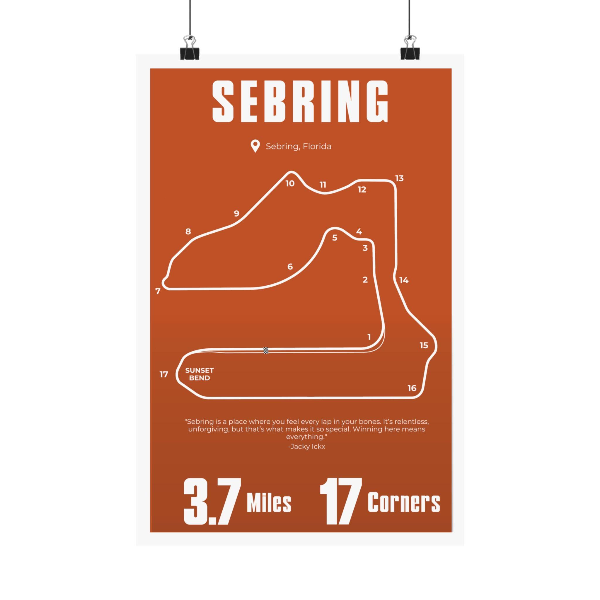 Sebring International Raceway Track Map Print Minimalist Design - Etsy