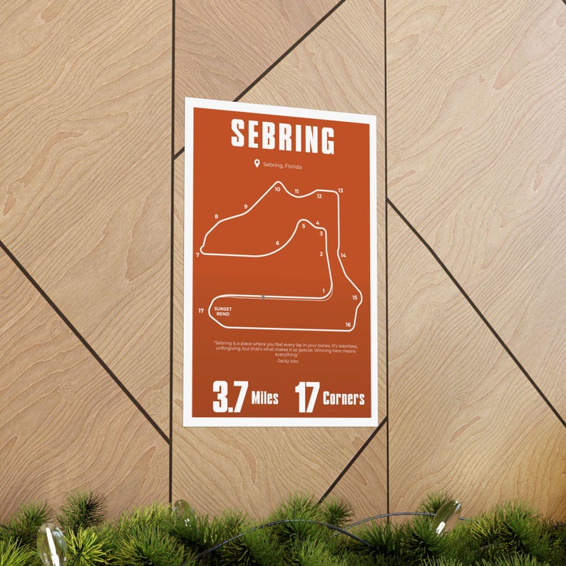 Sebring International Raceway Track Map Print Minimalist Design - Etsy