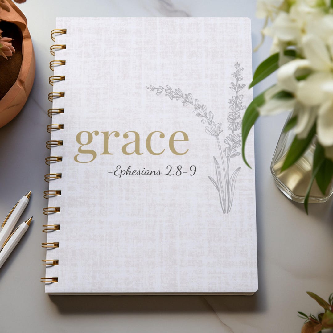 Grace Spiral Notebook - Ephesians 2:8-9 Scripture Cover - Inspirational ...