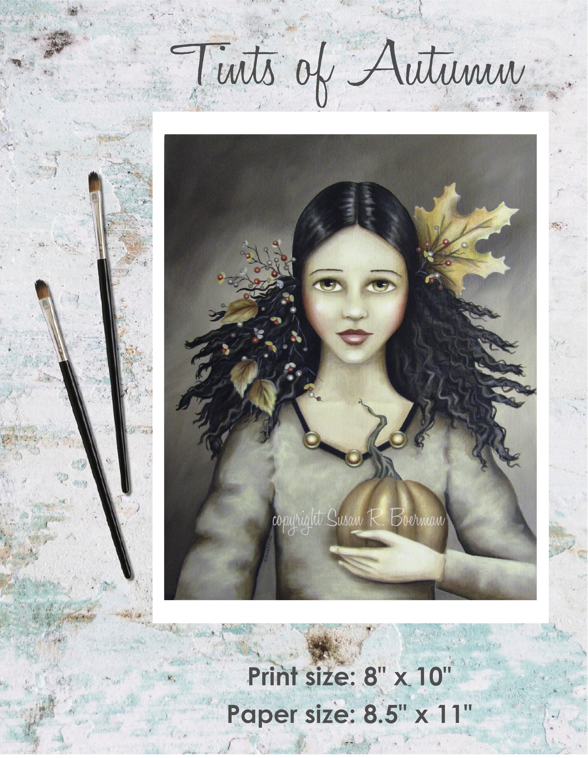 Tints of Autumn 8 X 10 Print of A Girl Holding A Pumpkin - Etsy