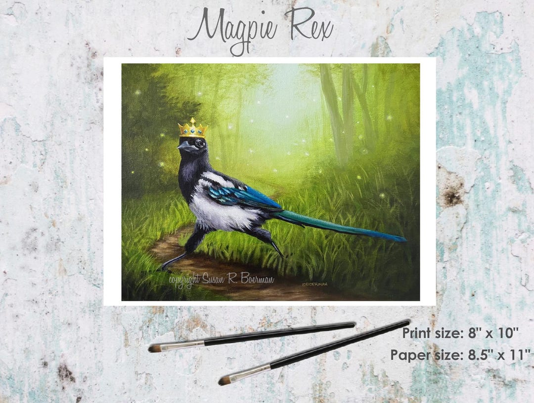 8x10 Fine Art Print, Magpie Rex, Magpie Bird Walking Through the Woods ...