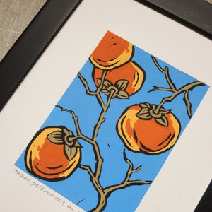 Italian Persimmons Original Hand Block Print Gardening Art Kitchen ...