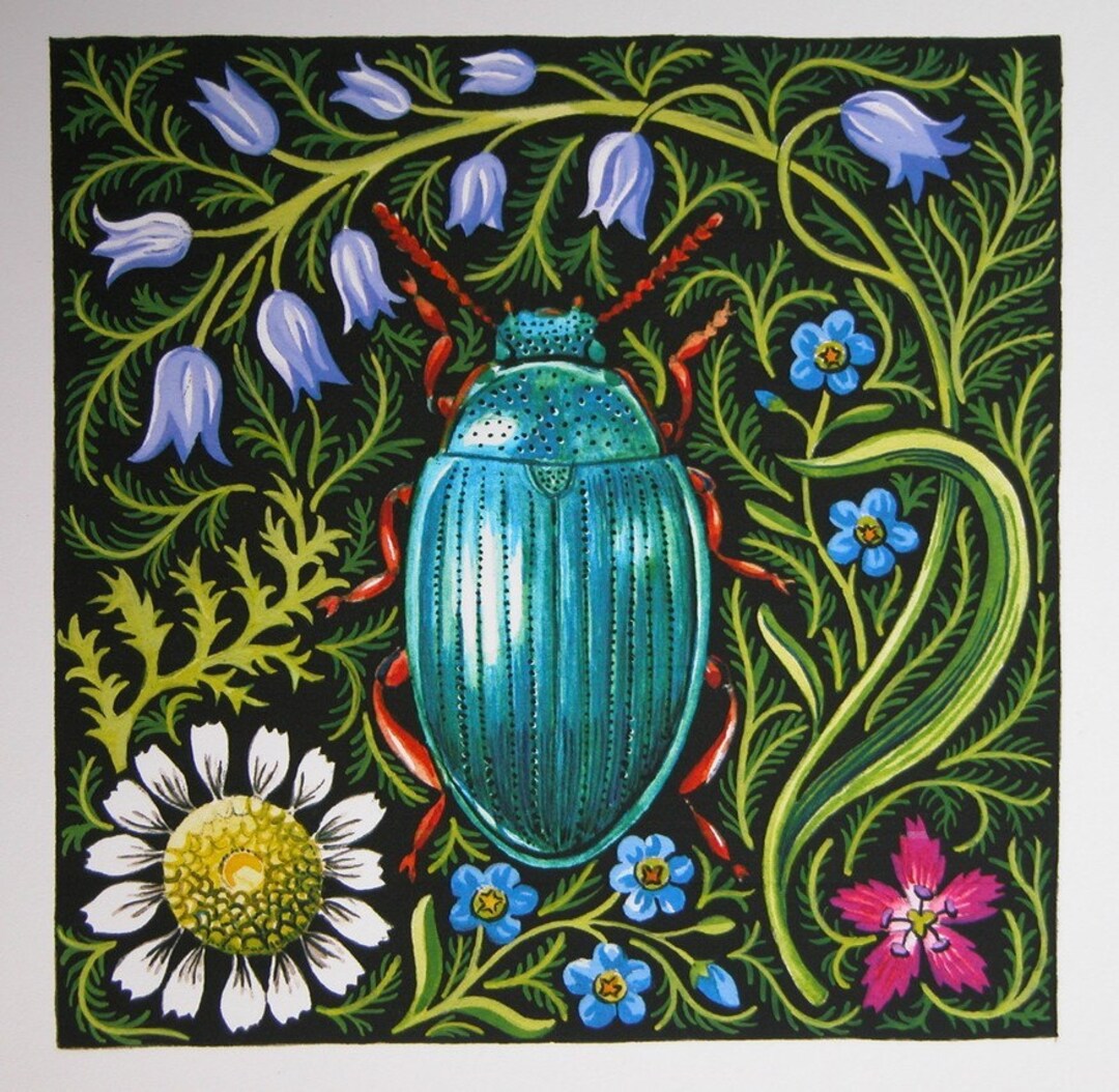 Beetle Dreams Watercolor Original Gardening Art Reproduction Natural ...
