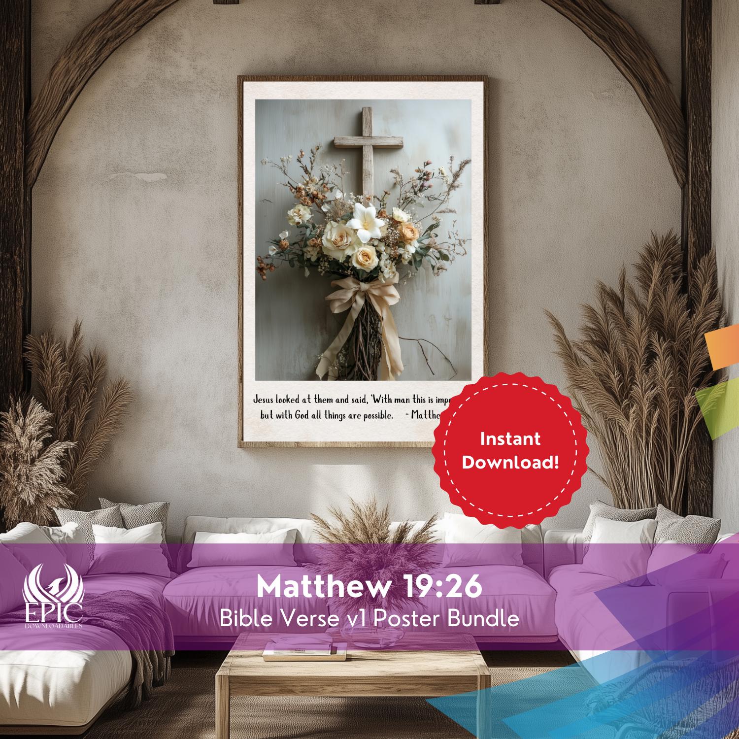 Bible Verse Printable Poster Bundle: High DPI Digital Home Decor ...