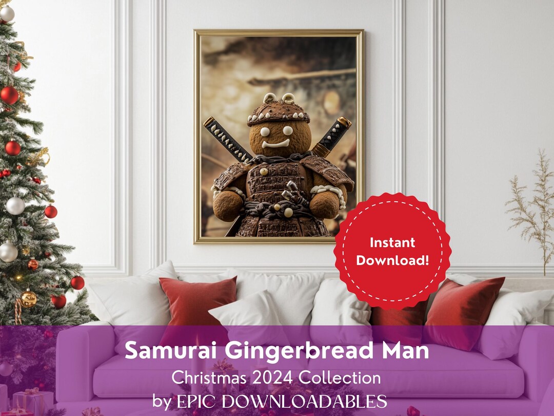 Samurai Gingerbread Man Christmas AI Art Winter, Christmas, Cozy ...