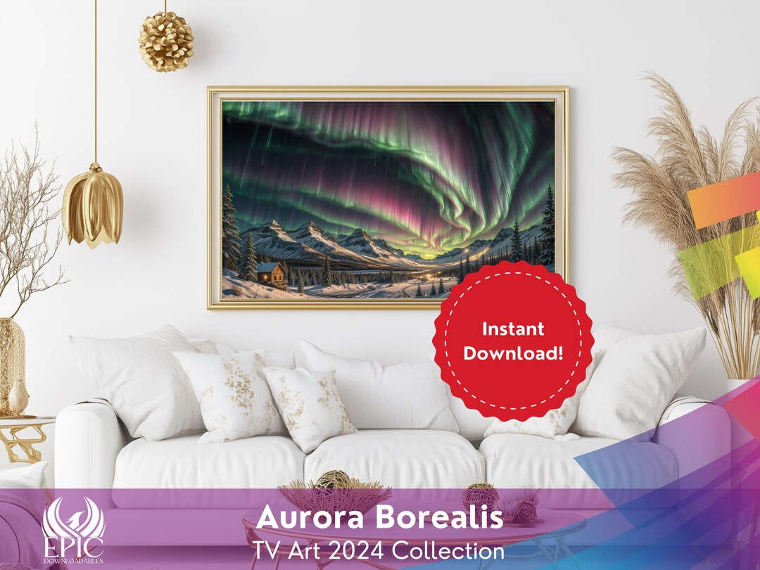 Aurora Borealis TV Screensaver: Printable Night Sky Art for Digital ...