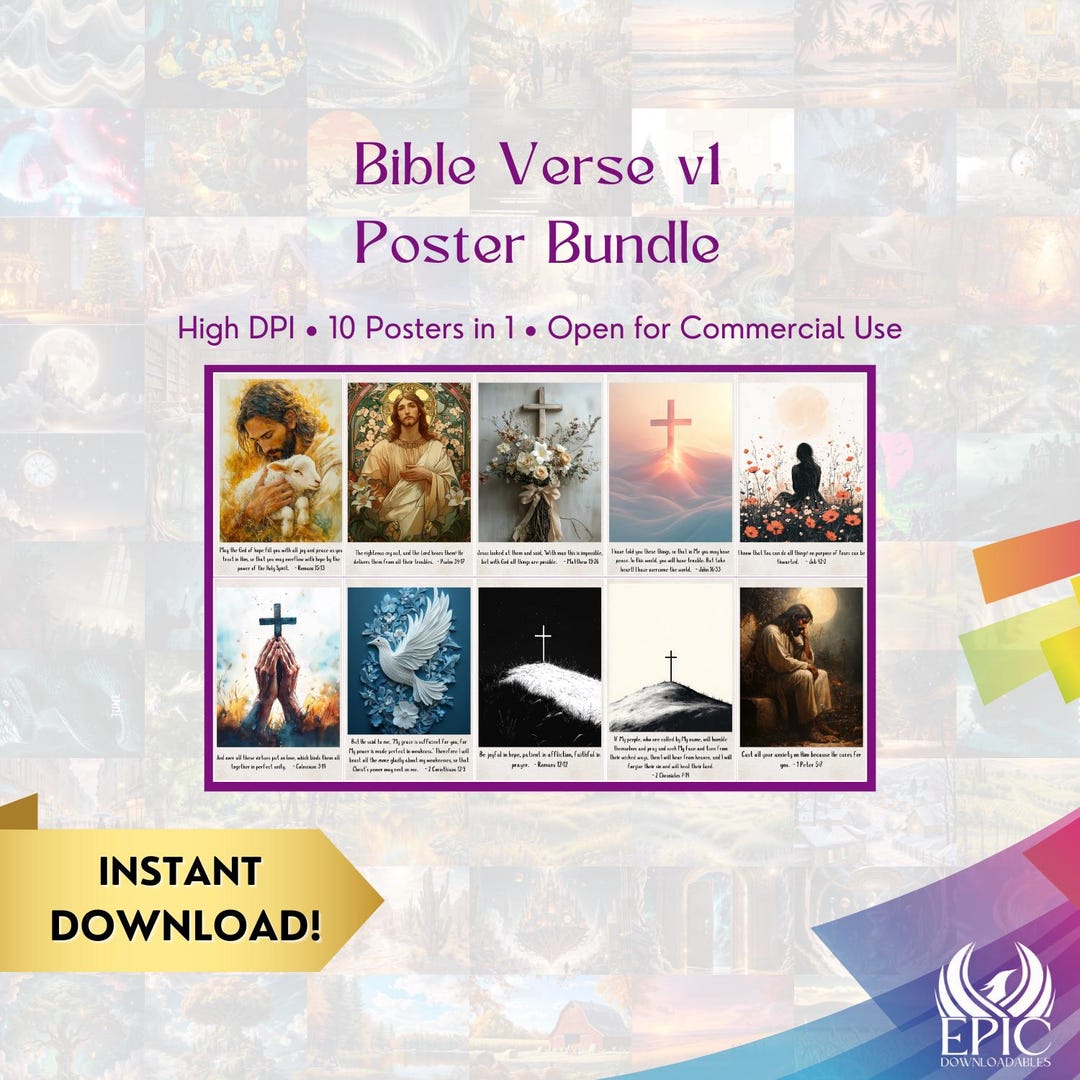 Bible Verse Printable Poster Bundle: High DPI Digital Home Decor ...