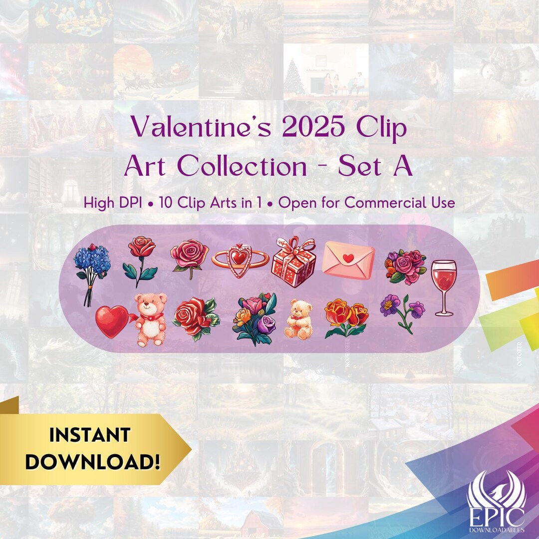 Valentine's Day Clipart Bundle: High-resolution PNG for Printables ...