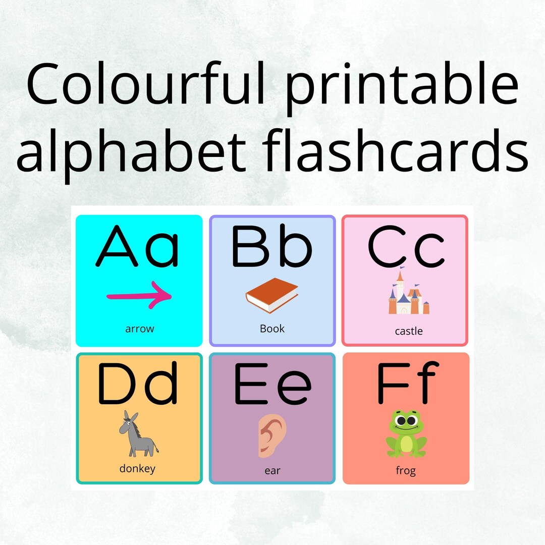Alphabet Flashcards From A-Z, Printable Flashcards, Digital Download - Etsy