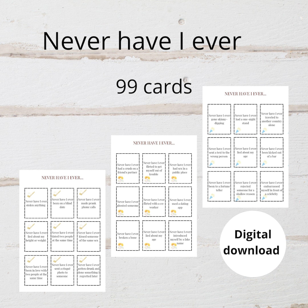 Never Have I Ever, Printable Game, Party Games, Digital Download - Etsy