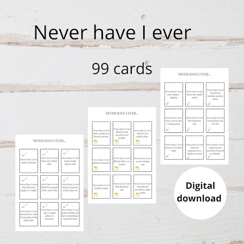 Never Have I Ever, Printable Game, Party Games, Digital Download - Etsy