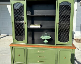 China Cabinet Refinished in Lawnscaping Lacquer Paint Modern Farmhouse ...