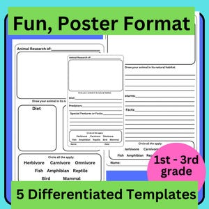 Animal Research Templates for Any Animal Grades 1st Thru 3rd - Etsy