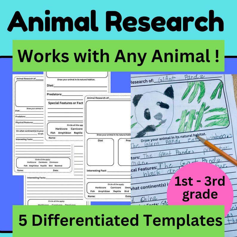 Animal Research Templates for Any Animal Grades 1st Thru 3rd - Etsy