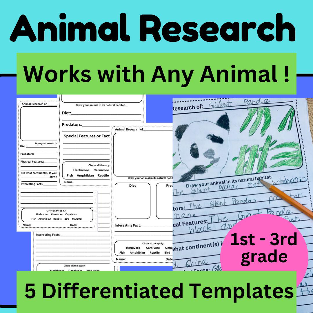 Animal Research Templates for Any Animal Grades 1st Thru 3rd - Etsy
