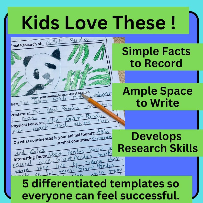 Animal Research Templates for Any Animal Grades 1st Thru 3rd - Etsy