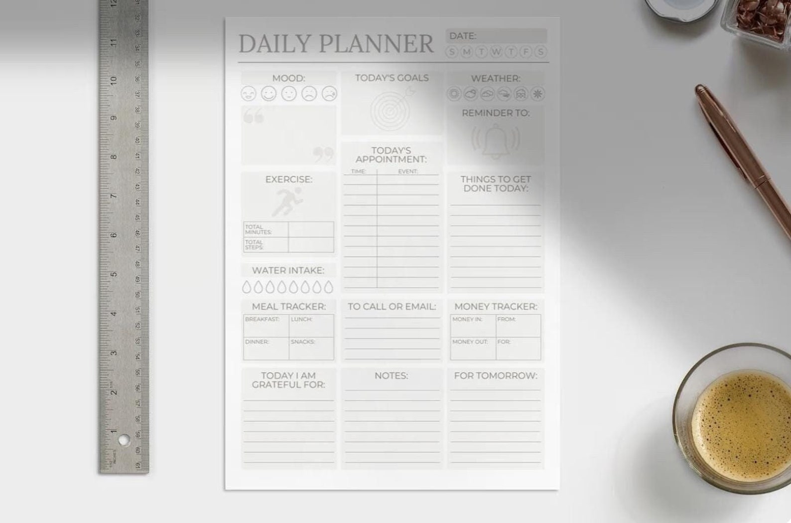 Daily Planner Printable Productivity Organizer To-do List, Schedule ...