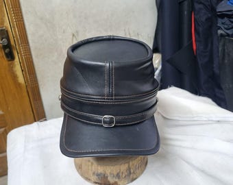 Finest Soft Real Leather Muir Cap Peaked Cap With Chain , Biker Cap ...