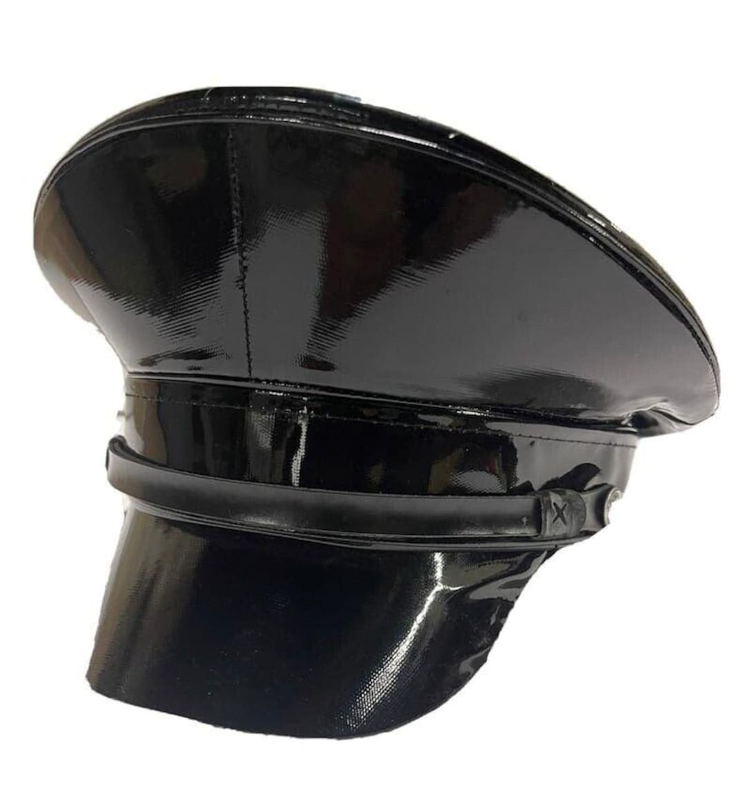Leather Military Cap - Black PVC Military Hat Cap - Etsy
