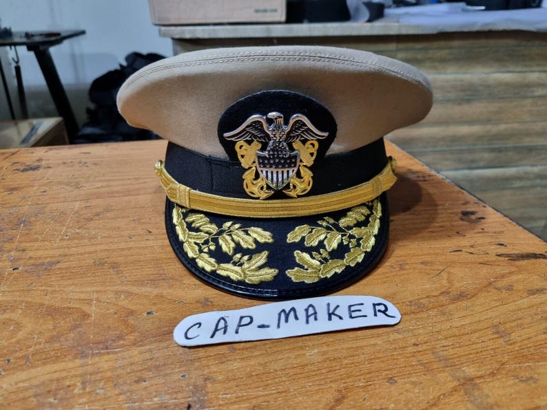 USA Navy Cap - US NAVY Commander Admiral Rank Khaki Hat Cap in All ...