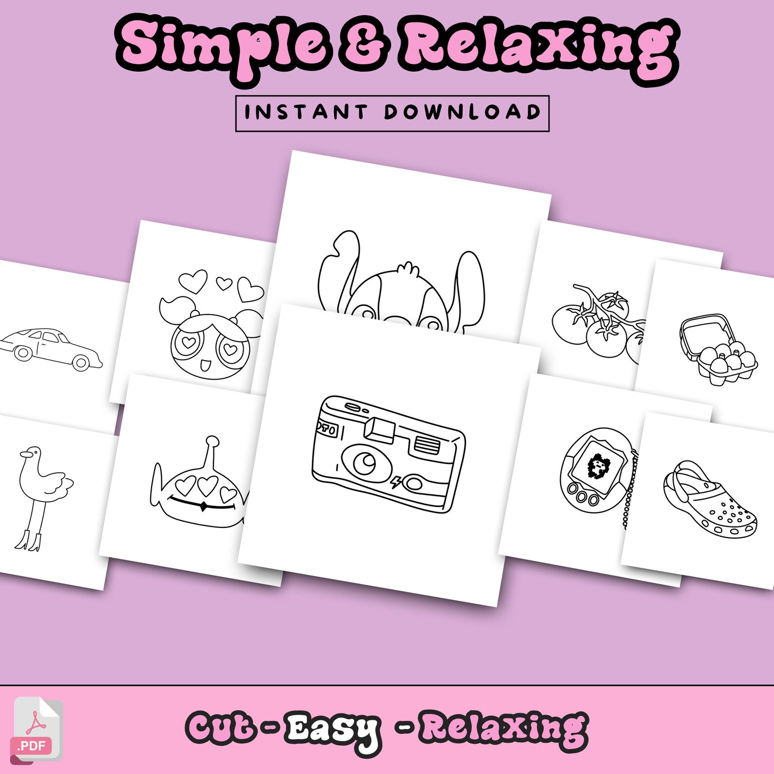 10 Satisfying Designs. Bold, Easy Beautiful Designs to Color. Relaxing ...