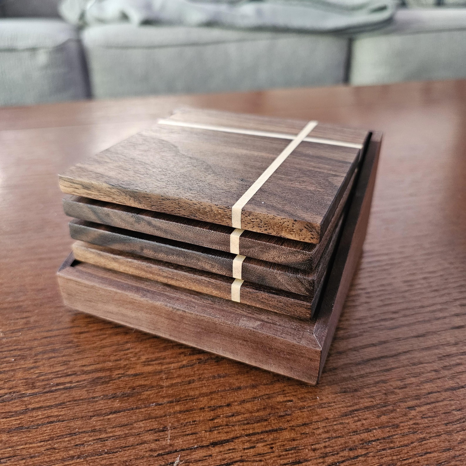 Handmade Wooden Coasters | Cross Design, Walnut and Maple, Set of 4 - Etsy