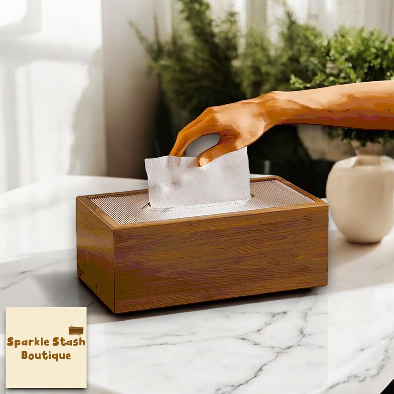 Wooden Tissue Box Holder, Handmade Tissue Box Cover, Artistic Nordic ...