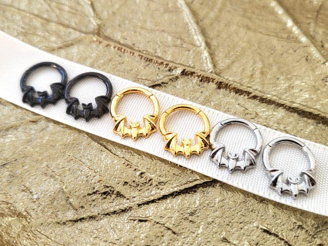 16G Bat Clicker Hoop / Septum Ring / Nose Ring / Cartilage Piercing ...
