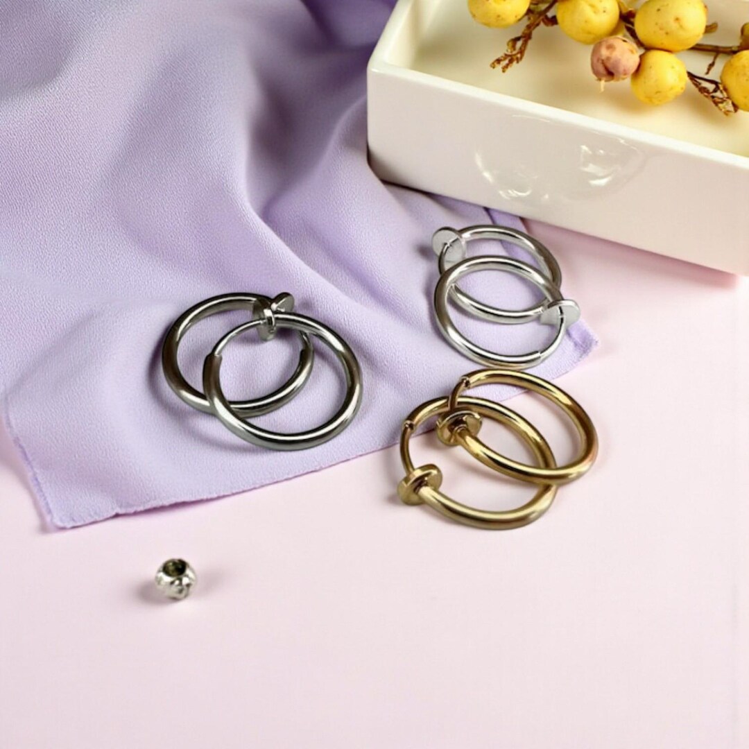 Retractable Fake Hoops Nose & Cartilage Earrings | Clip-on Septum Ring ...