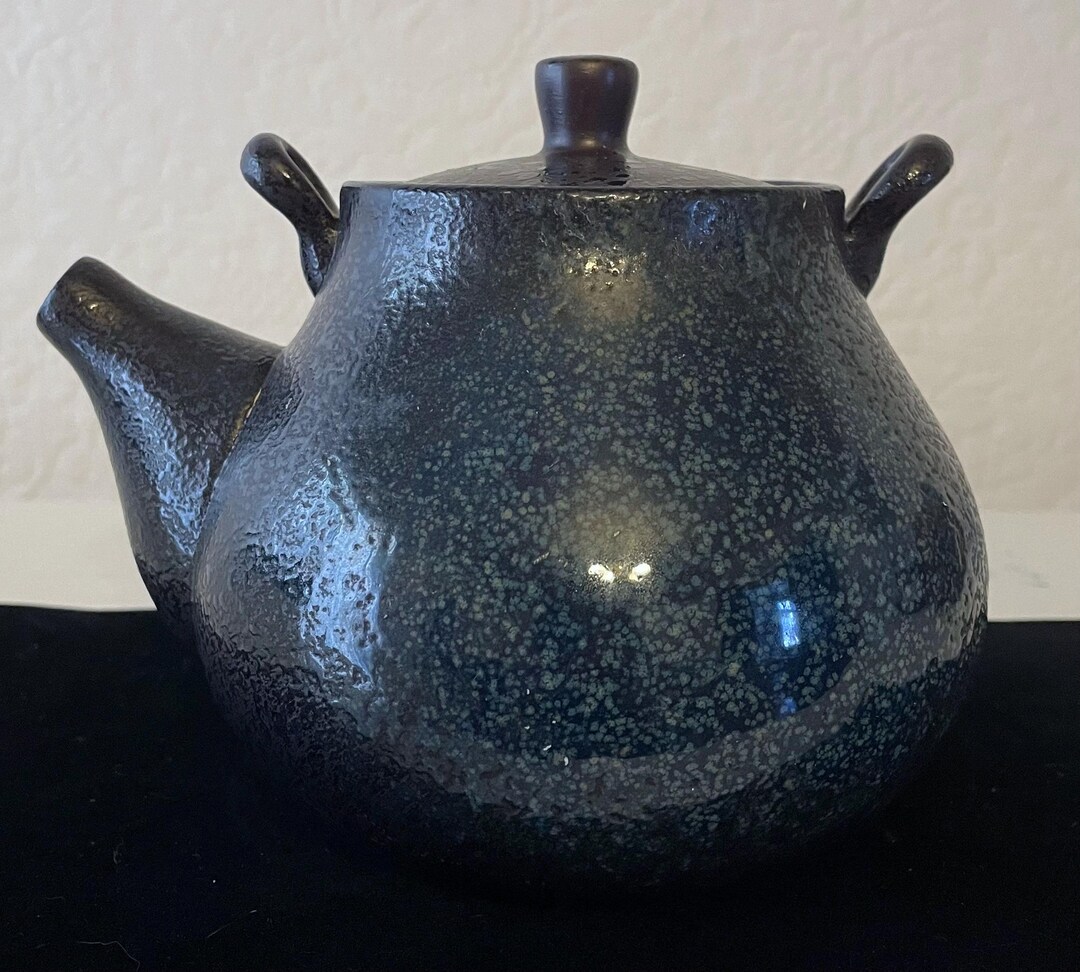 Vintage Dark Indigo Blue and Brown Teapot - 30 Oz - Etsy