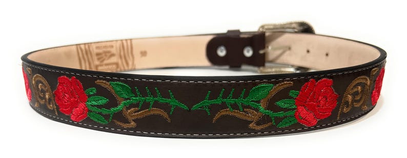 Embroidered Rose Leather Belt: Women's Western Style Cowgirl Belt - Etsy