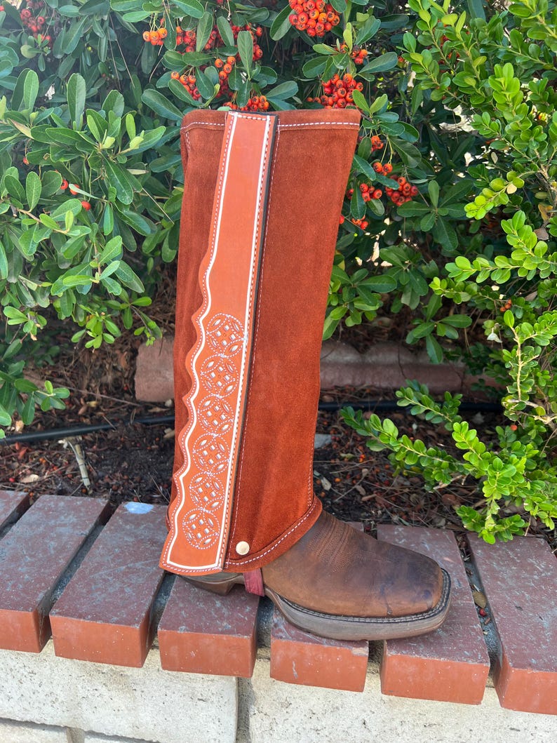 Handmade Western Saddle Riding Leather Short Chaps, Charro Saddle ...