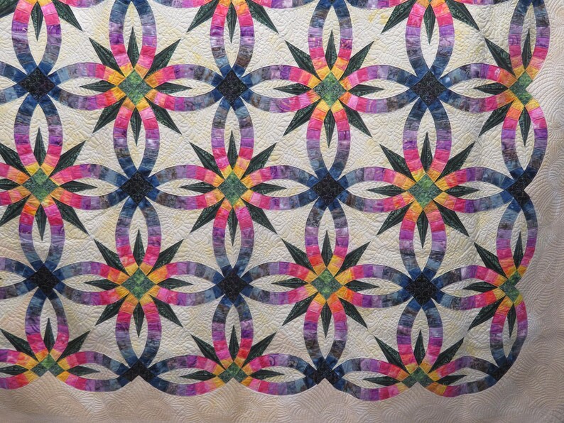 Queen Sized Quilt Colorful Star Wedding Ring in Batik 92 X 103 - Etsy