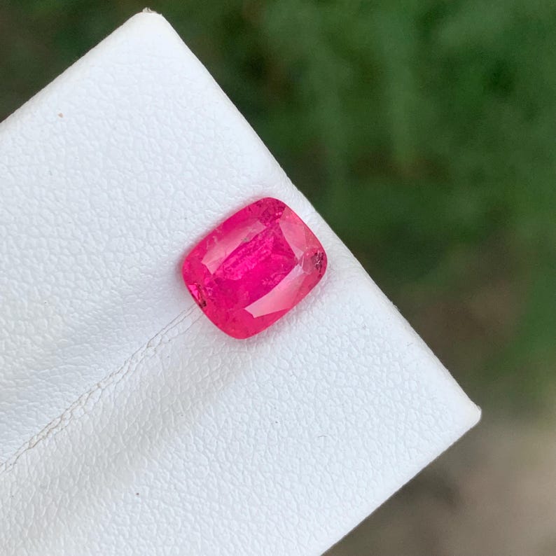 Bright Pink Tourmaline 2.2ct Faceted Cushion Cut Gemstone - Etsy