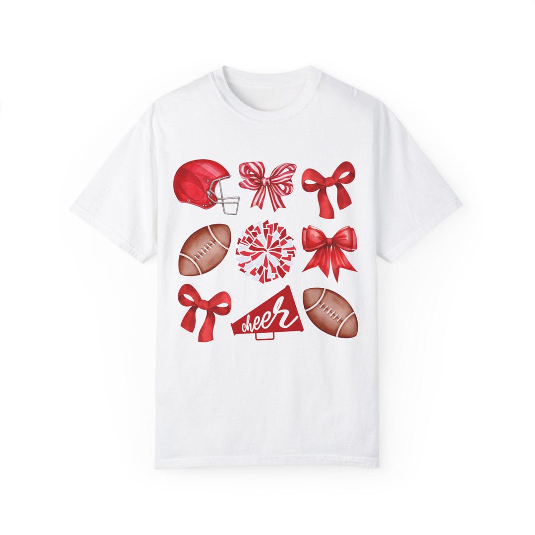 Football Cheer Bow Coquette PNG, Red Pom Poms Football, Custom Football ...