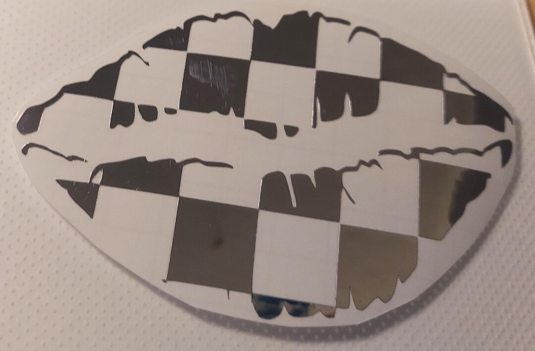 Checkered Lips Sticker Decal - Etsy