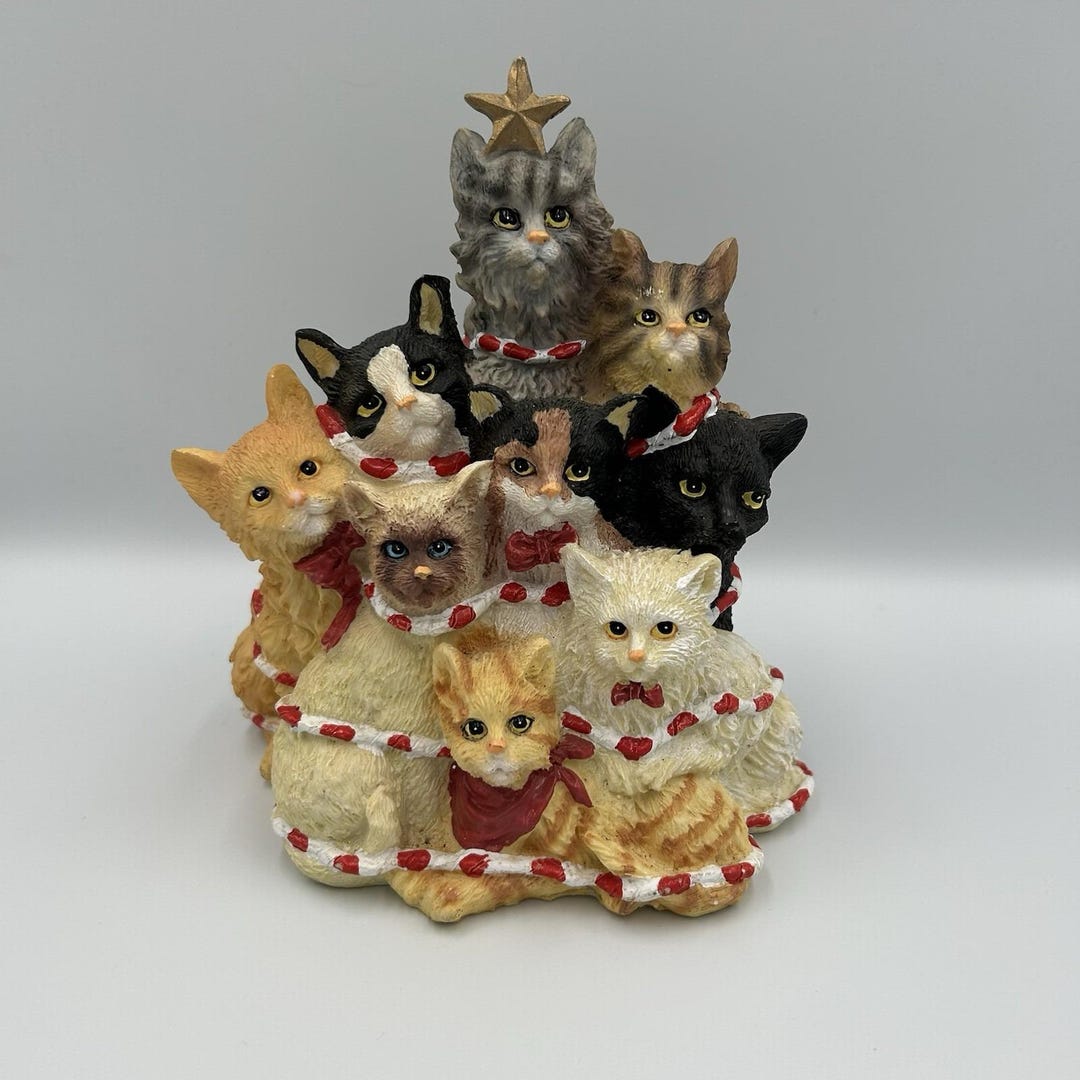 Vintage Holiday Resin Cat Christmas Tree Pyramid Sculpture W/9 Cats - Etsy