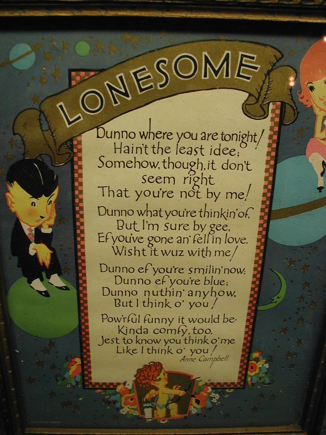 Antique 20s Art Deco Flapper Cupids Cartoon Buckbee Brehm Lonesome Poem ...