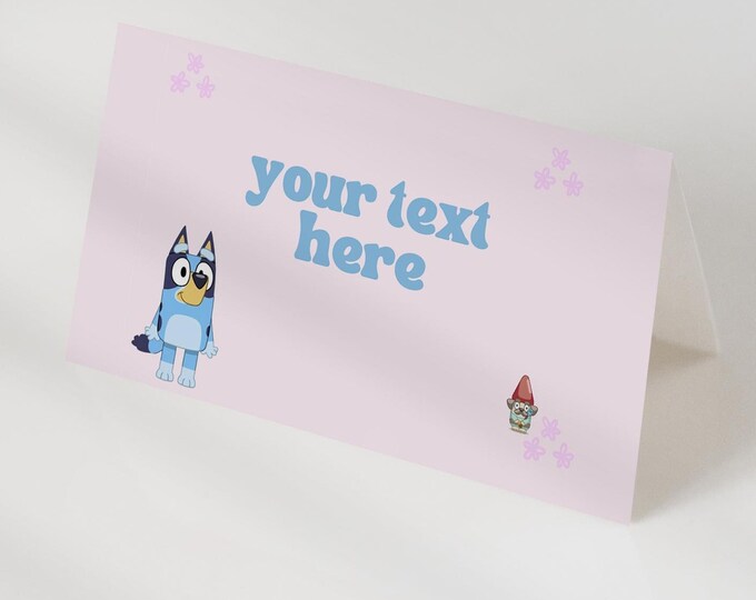 Editable Girly Bluey Food Tent Label Girly Bluey Place Cards Girly ...