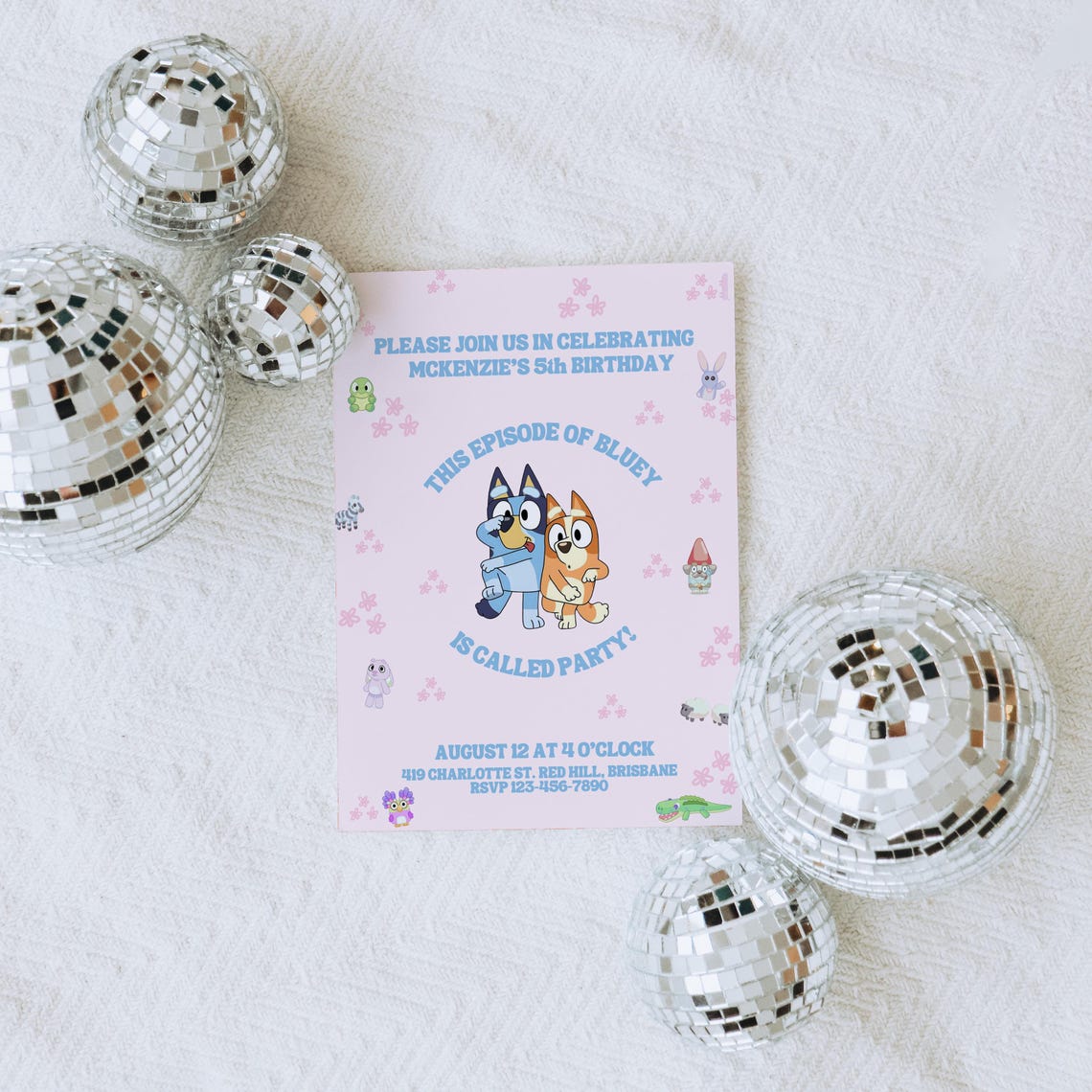 Girly Bluey Party Bundle | Girly Bluey Invitation | Girly Bluey Party ...