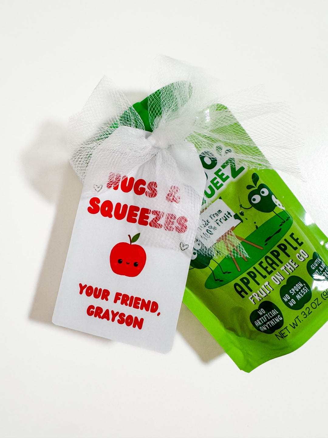 DIY Applesauce Pouch Valentine | Applesauce Pouch Tag | DIY Valentine ...