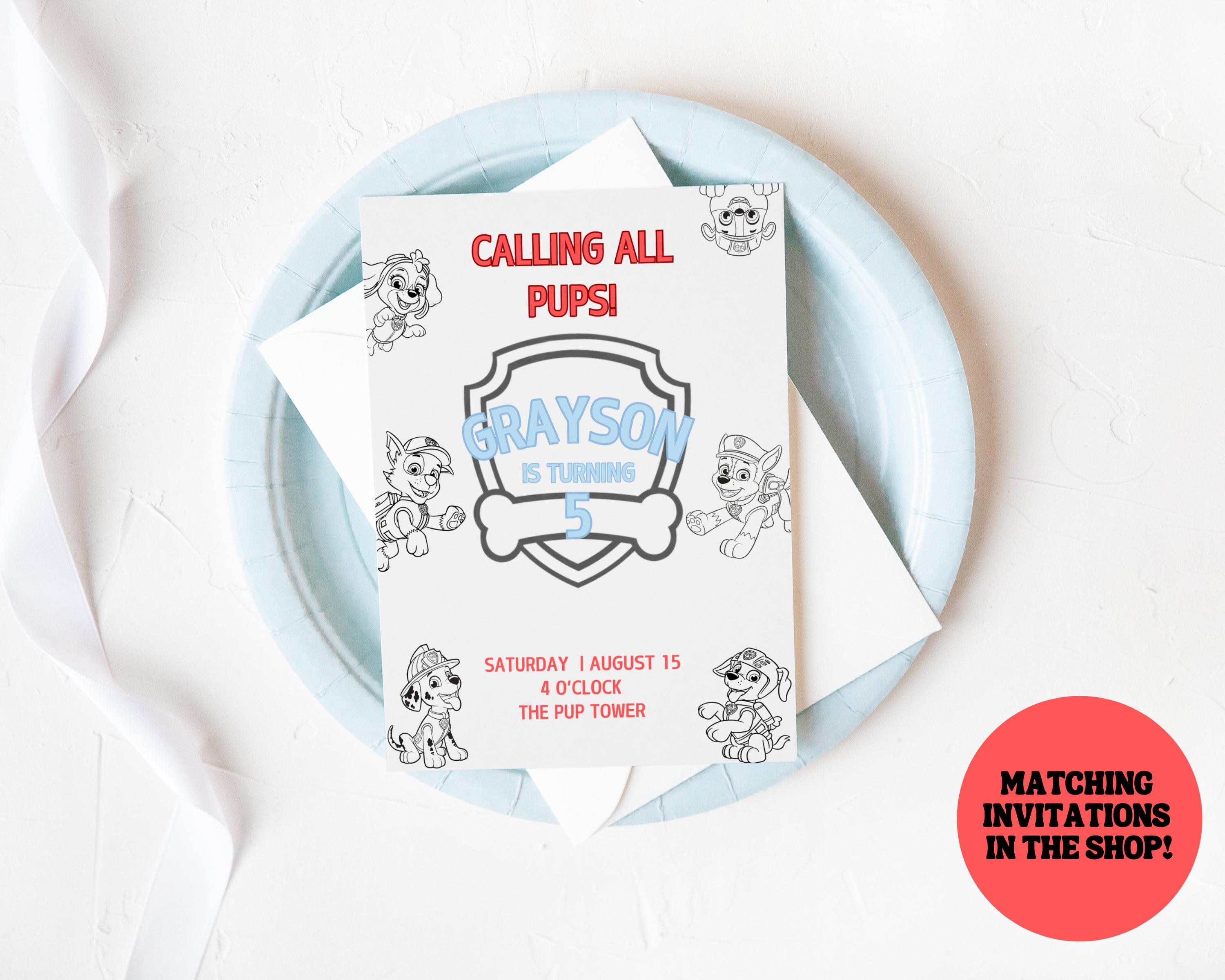 Editable Heroic Pup Food Tent Label Dog Paw-ty Place Cards Neutral Paw ...