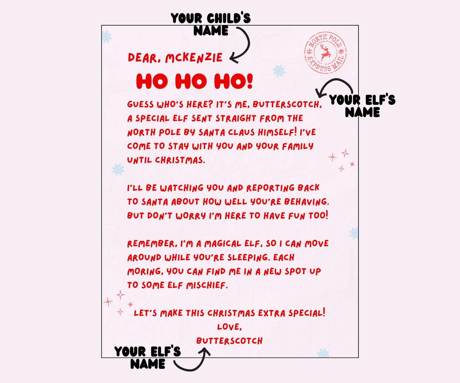 Pink Elf Welcome Letter | Christmas Elf Introduction Letter | Printable ...