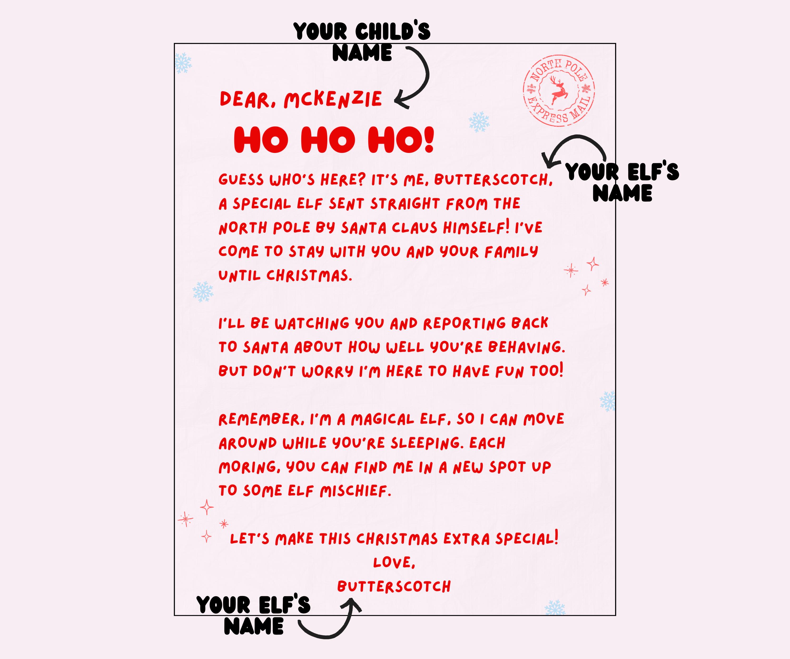 Pink Elf Welcome Letter | Christmas Elf Introduction Letter | Printable ...